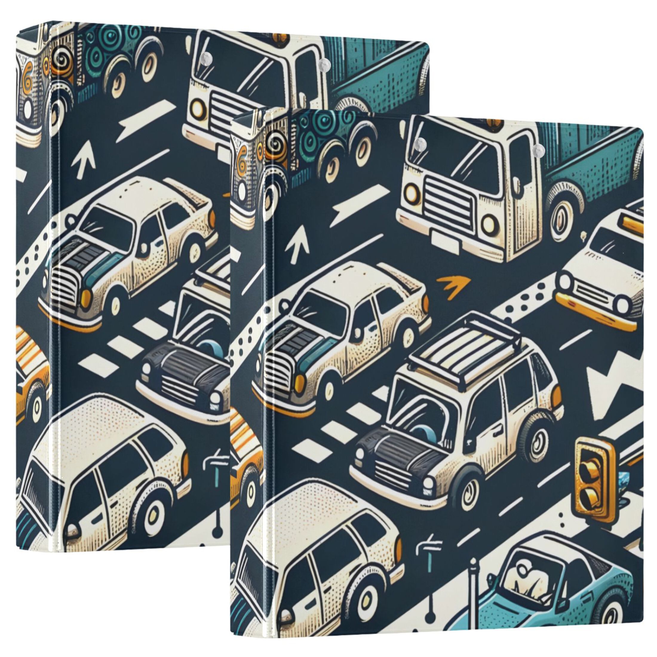 Roads Cars and Houses 3 Ring Binders 1.5 inch Hardcover File Folders ...