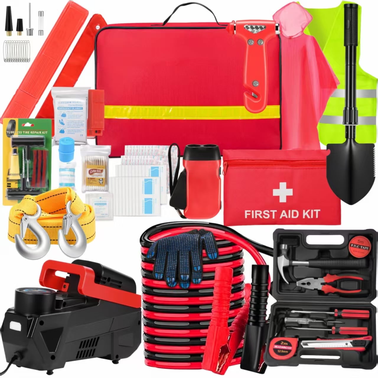 Roadside Emergency car Kits for Vehicles, 12PCS Car Safety Kit with ...