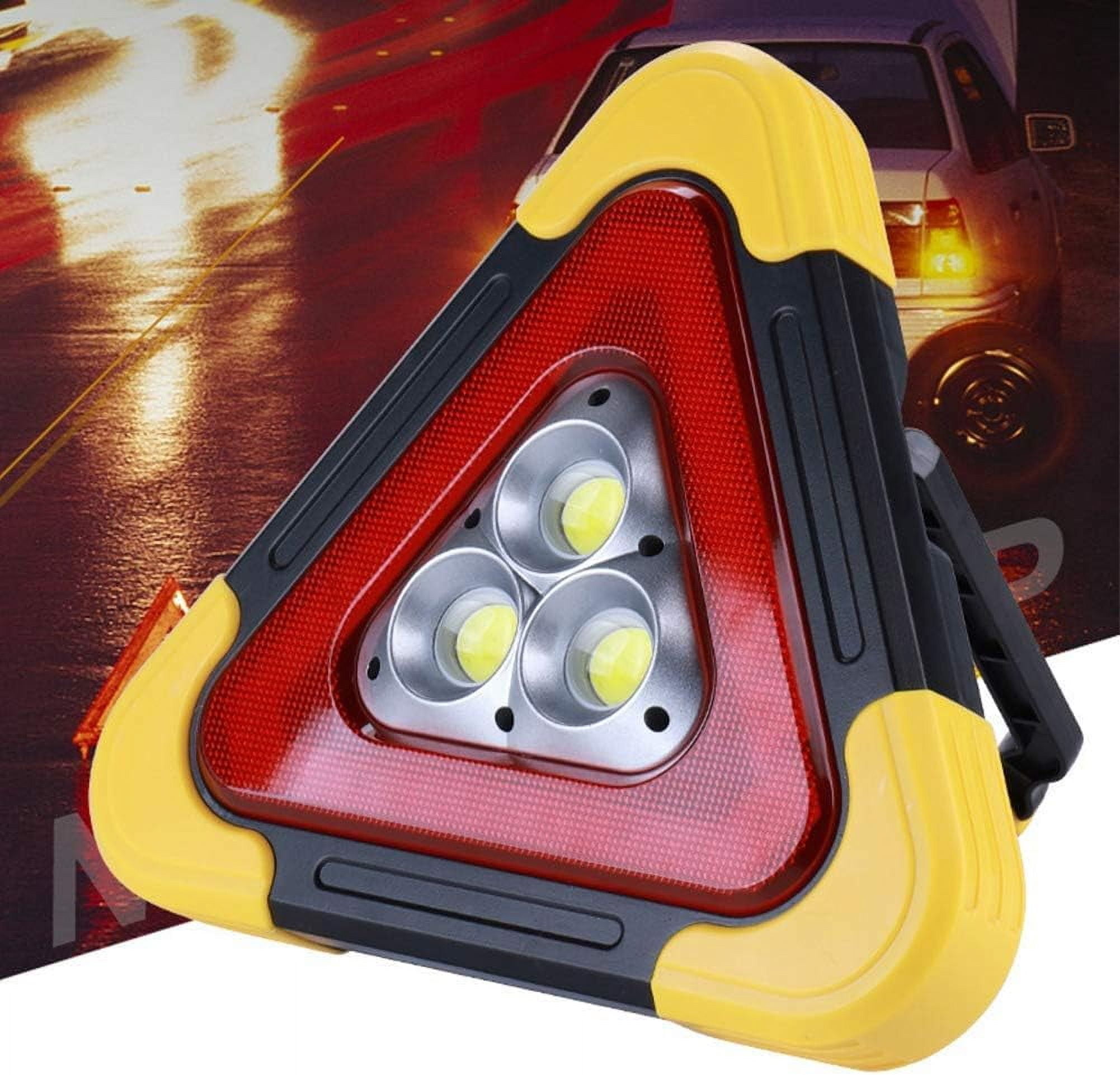 Roadside Safety Triangle, Solar-Powered LED Warning Light, Portable ...