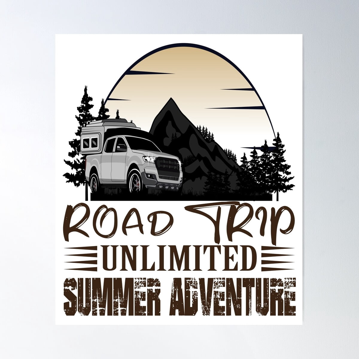 Roadtrip Unlimited Summer Adventure Poster Wall Art, Modern Wall Decor ...