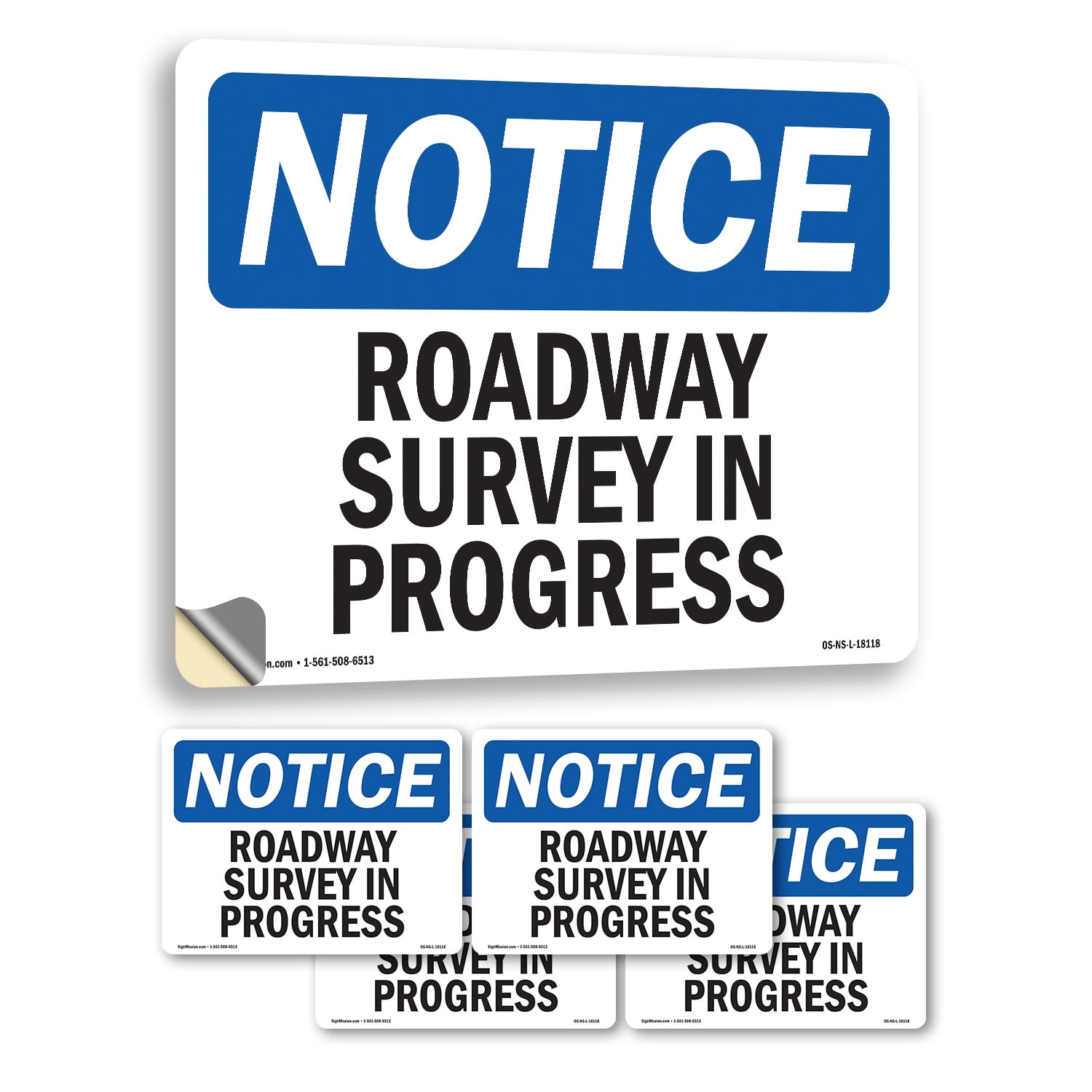 Roadway Survey In Progress OSHA Notice Vinyl Decal Label 18 Inch x 12 ...