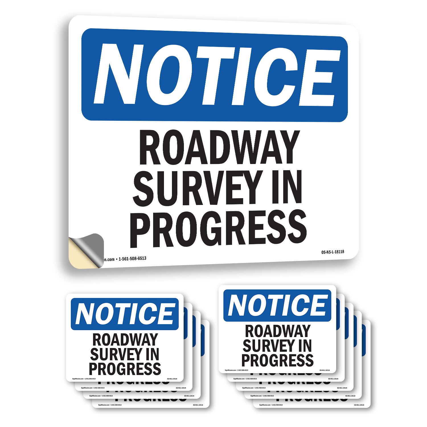 Roadway Survey In Progress OSHA Notice Vinyl Decal Label 24 Inch x 18 ...