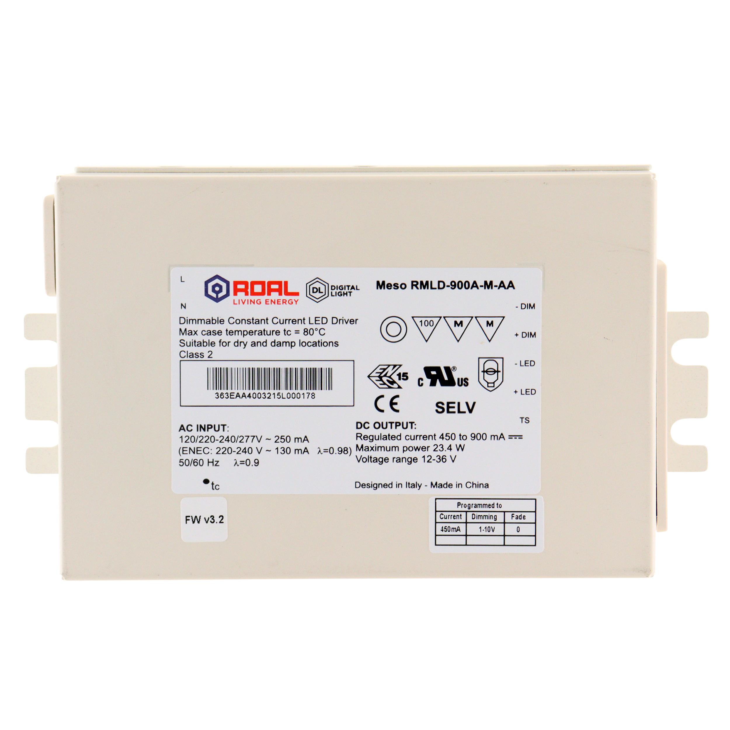 Roal Living Energy RMLD-900A-M-AA Dimmable CC 0-10V LED Driver, 12 ...