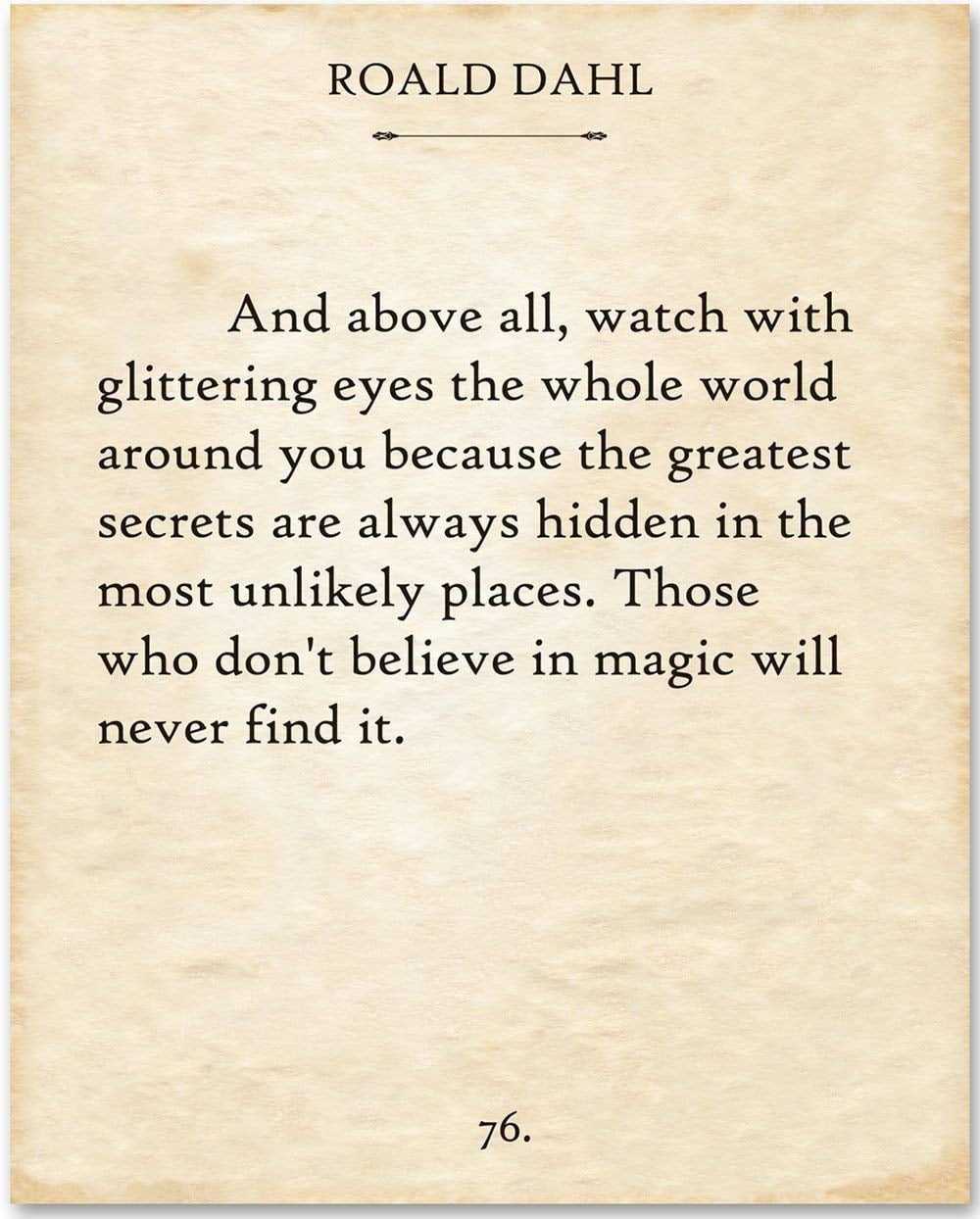 Roald Dahl Quote Poster And Above All 11x14 Unframed Literary Wall Art ...