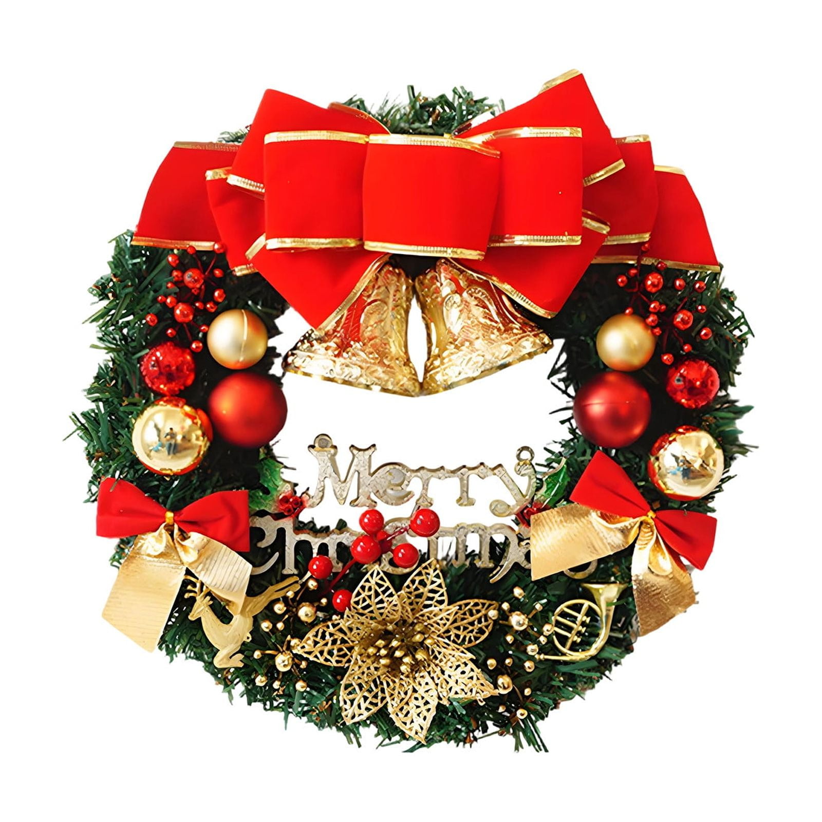 RoamHome 12 Inch Christmas Wreath Door Hanger, Realistic Artificial ...