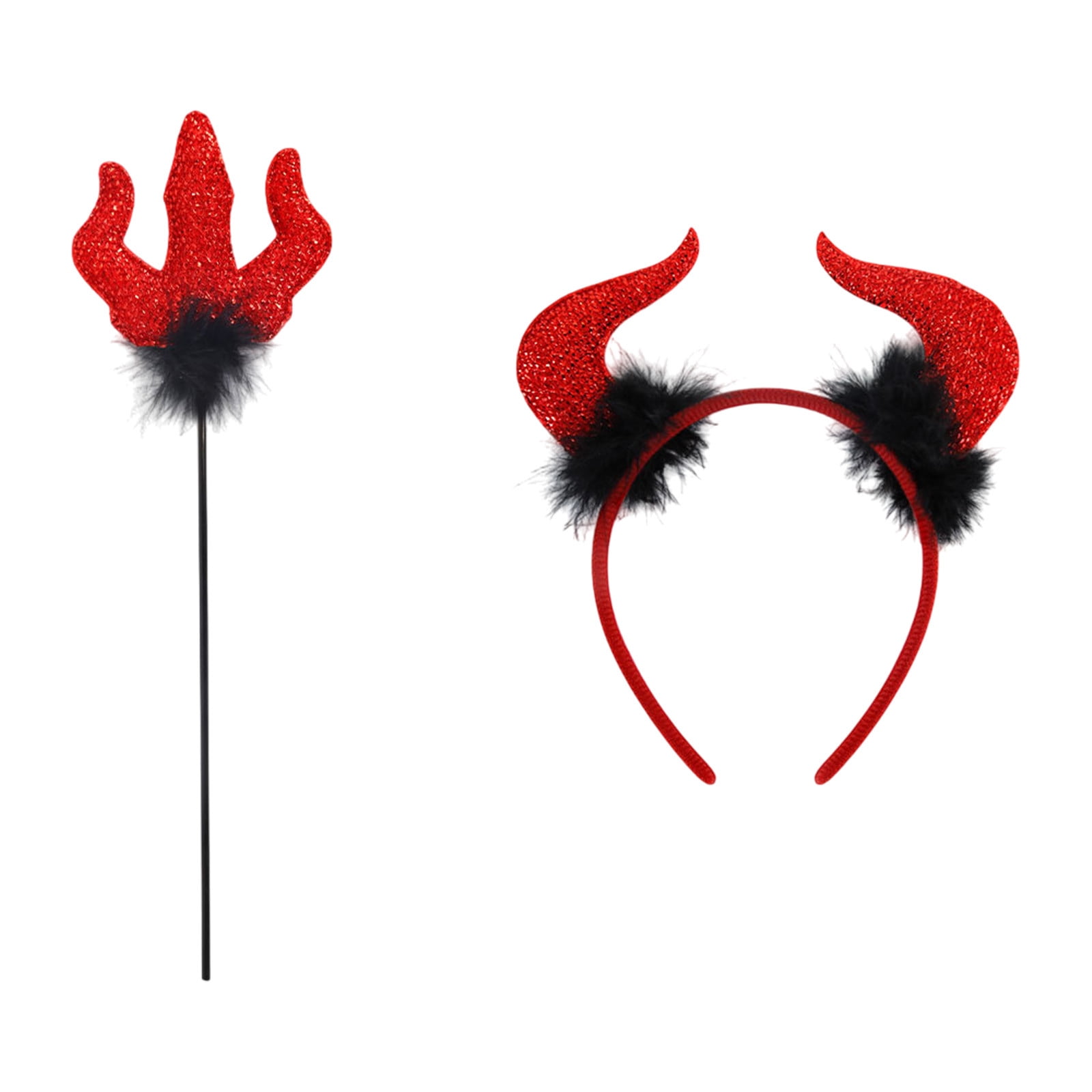RoamHome 2-Pack Halloween Devil Headband with Red Glitter Horns ...
