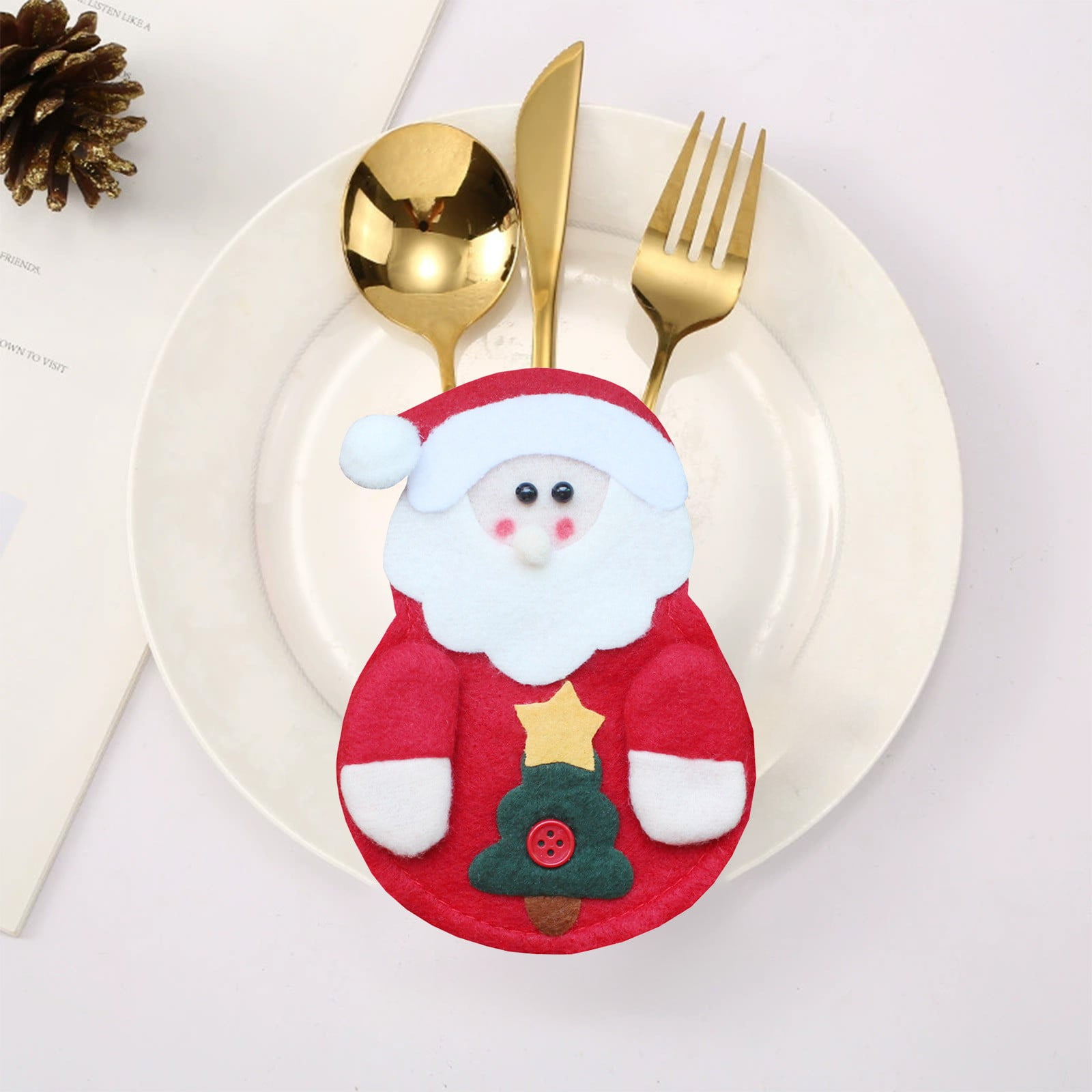 RoamHome Christmas Knife and Fork Wraps, Festive Utensil Decor Bags for ...