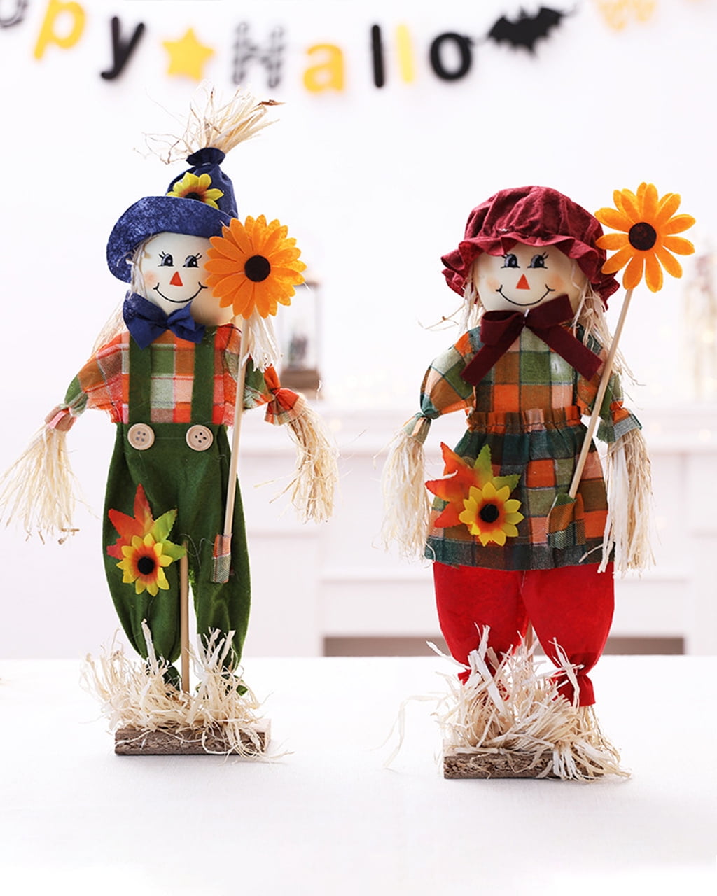 RoamReady 2 Pack Fall Harvest Flower Scarecrows Decor,15inch Scarecrow ...