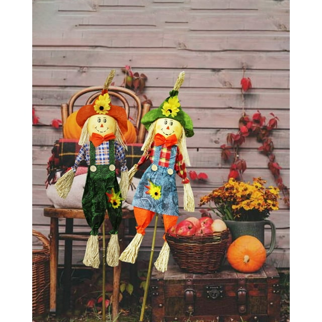 RoamReady 2 Pack Fall Harvest Scarecrow Decor,39.3inch Scarecrow ...