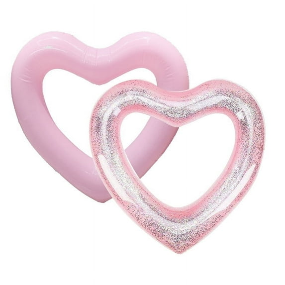 RoamReady 2 Pack Inflatable Swim Rings, Heart Pool Float Loungers Toys ...