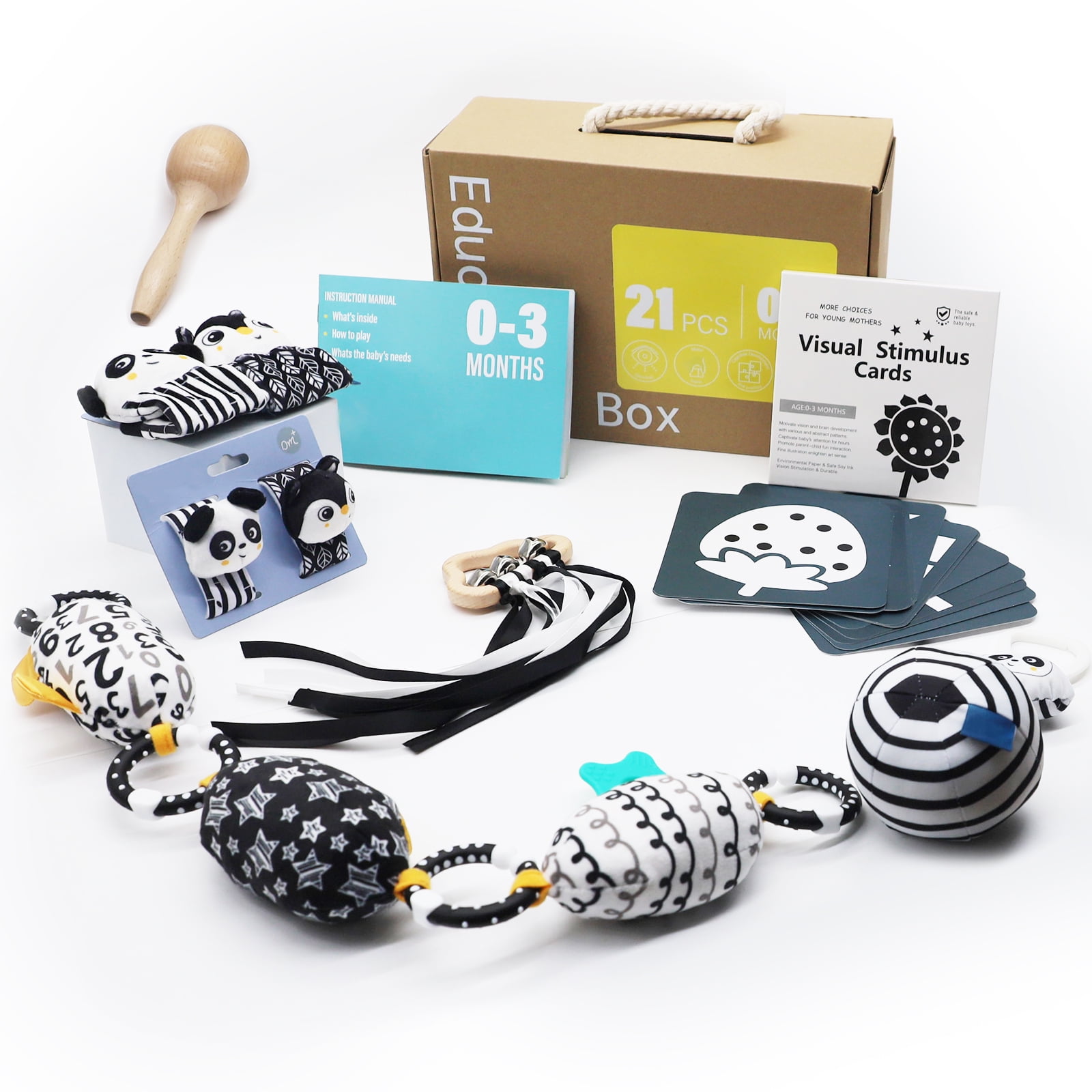 RoamReady Black and White Baby Toys, 7 in 1 Sensory Toys for Infants ...