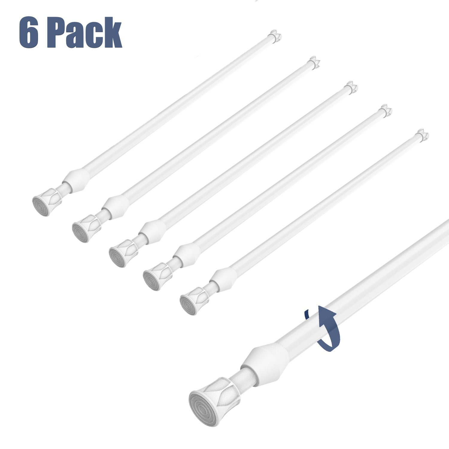 RoamRider 6 Pack Tension Curtain Rod 16-28 inch, Adjustable No Drilling ...