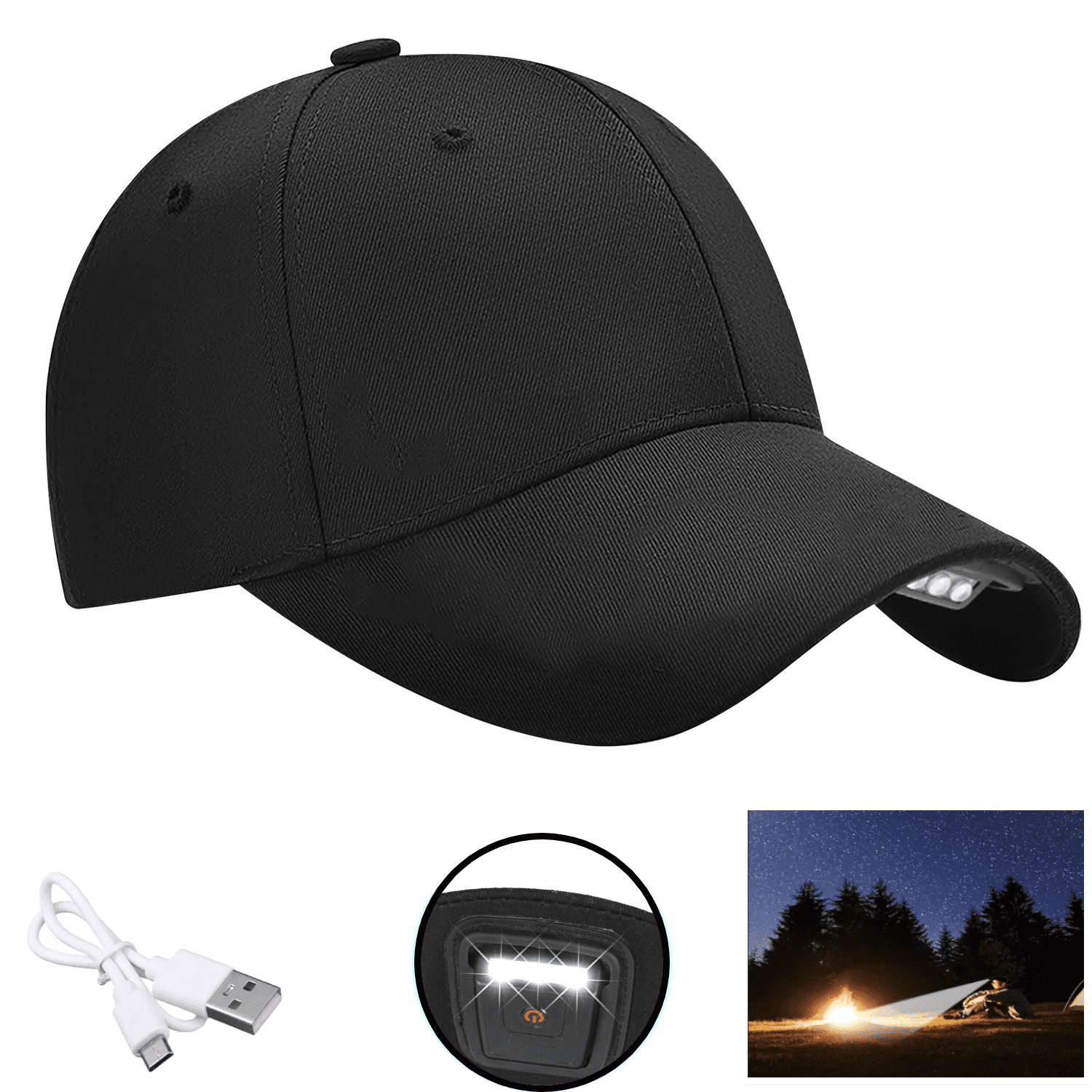 RoamRider Baseball Cap with Light, USB Rechargeable Adjustment Size ...