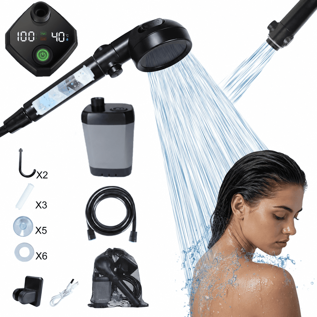 ASTRAEA Portable Camping Shower, 6000mAh Waterproof Rechargeable ...