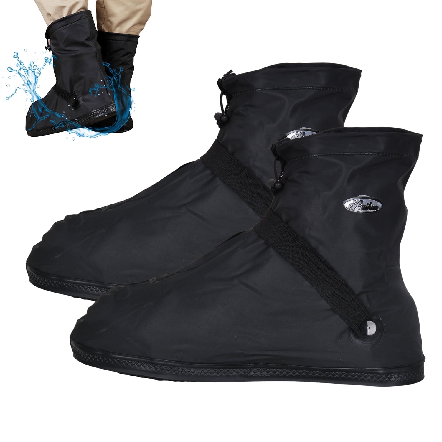 RoamRider Unisex Waterproof Shoe Covers with Zipper, Reusable Non-Slip ...