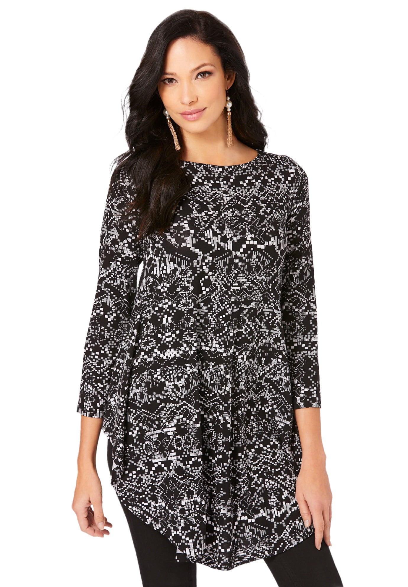 Roaman's Boatneck Swing Ultra Femme Tunic - Walmart.com