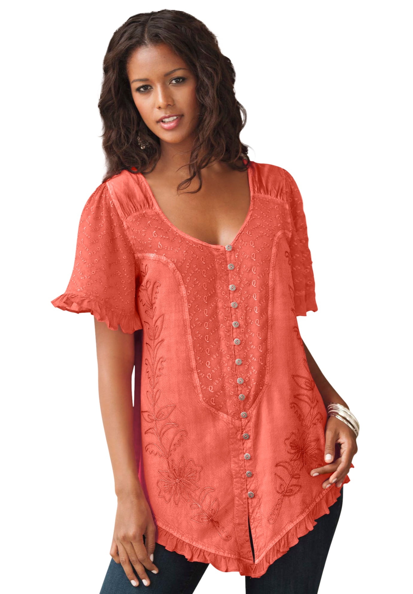 Roaman's Women's Plus Size Acid Wash Tunic - Walmart.com