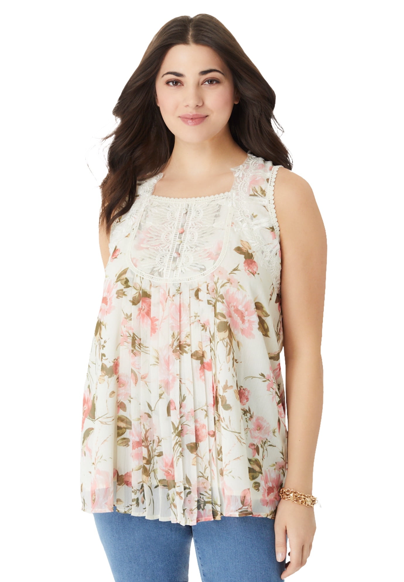 Roaman's Women's Plus Size Angel Chiffon Blouse - Walmart.com