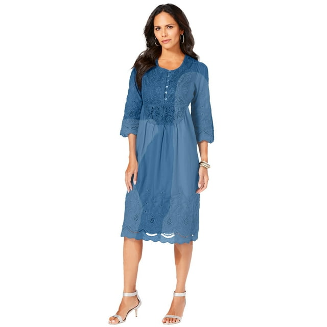 Roaman's Women's Plus Size Angel Dress - 22 W, Dusty Indigo - Walmart.com