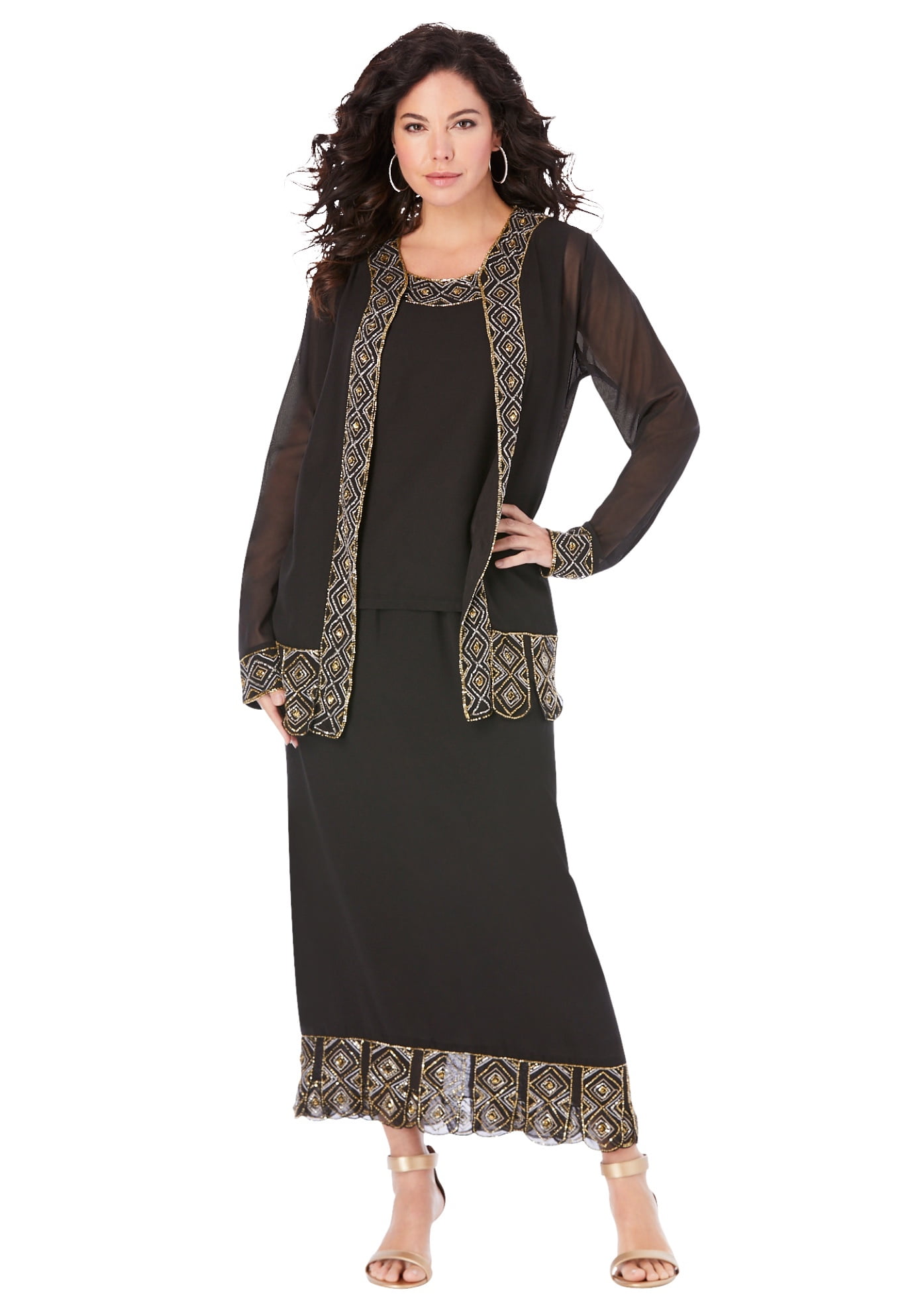 Roaman's Women's Plus Size Beaded Skirt Set - Walmart.com