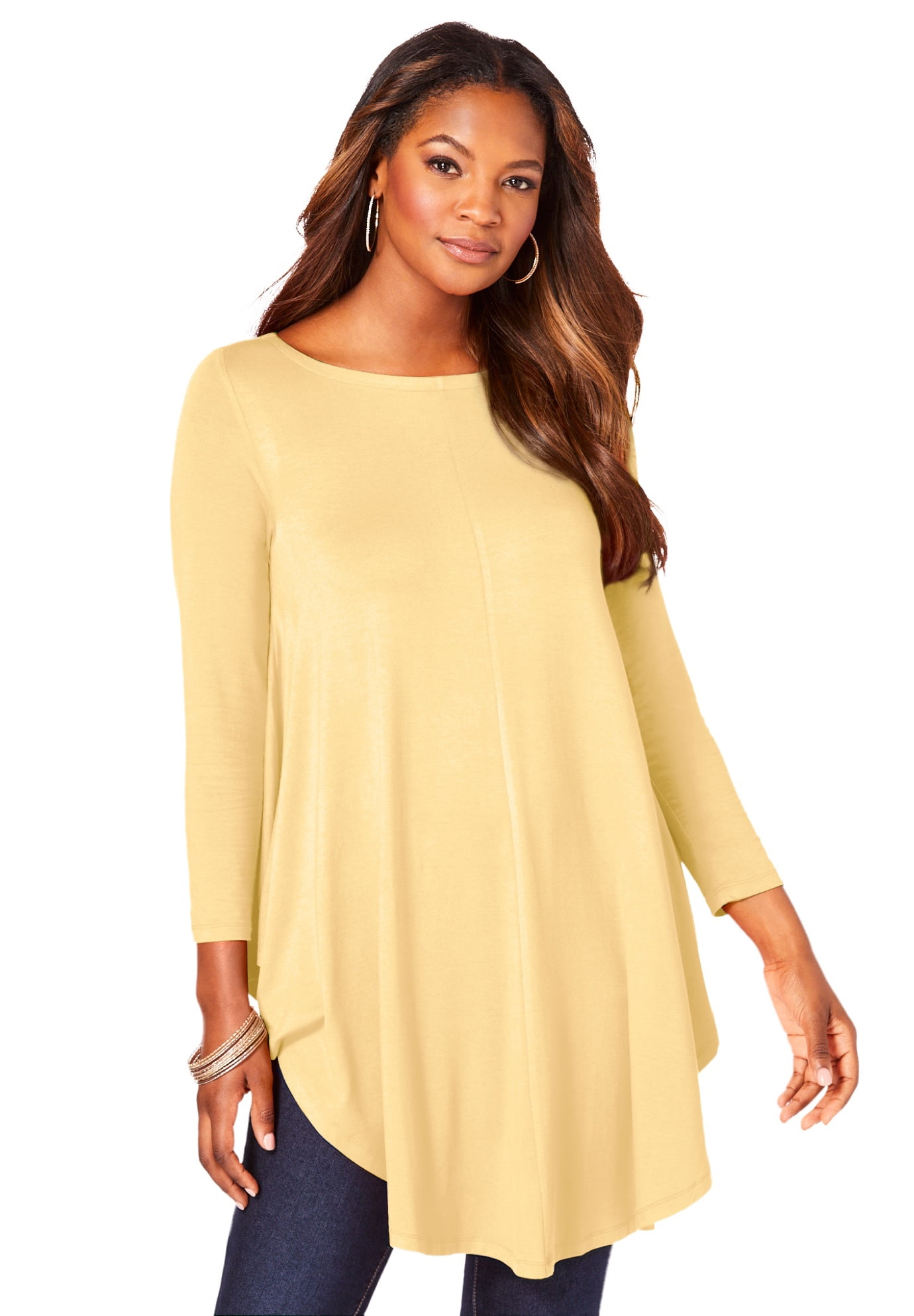 Roaman's Women's Plus Size Boatneck Ultra Drape Swing Tunic - Walmart.com