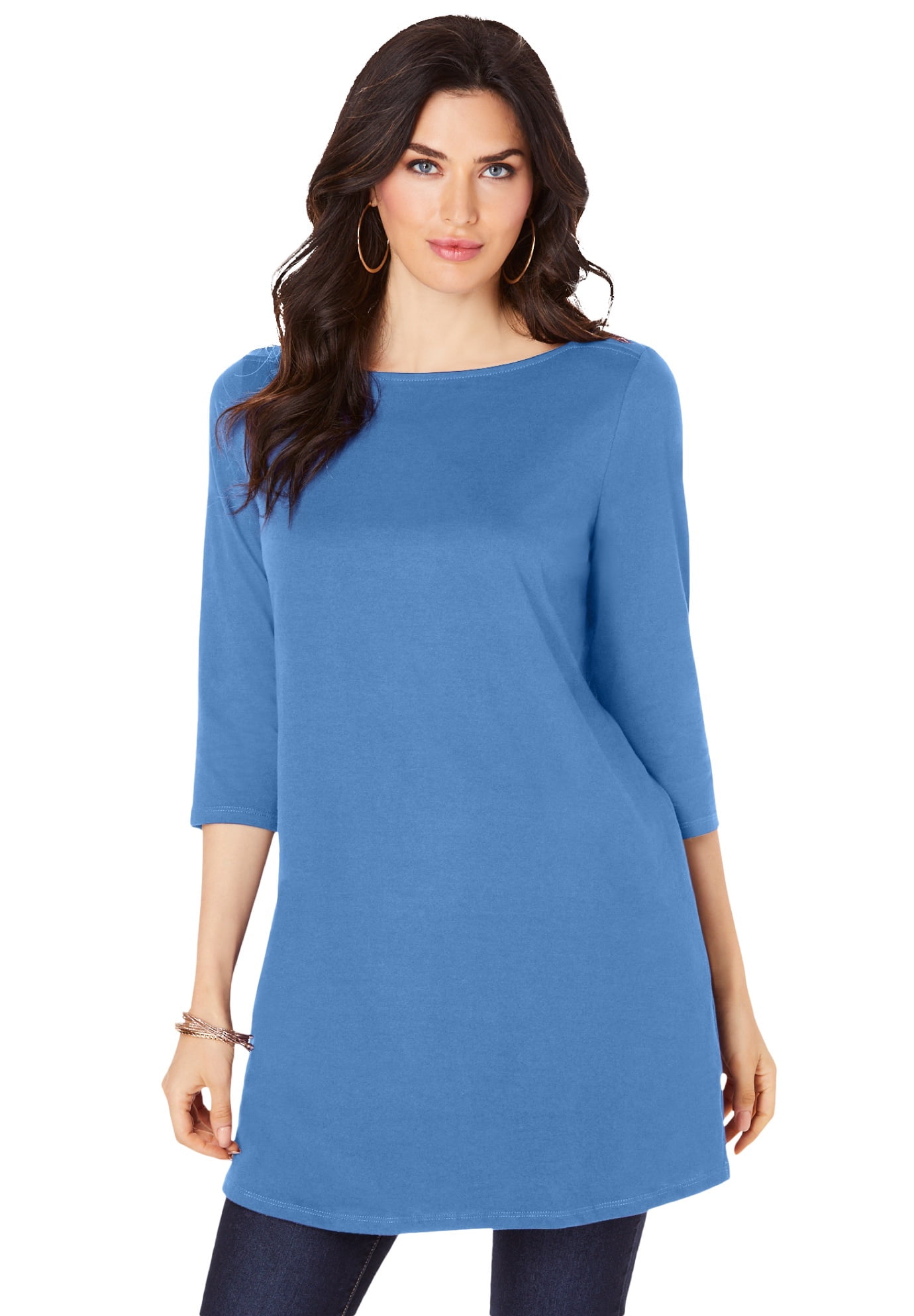 Roaman's Women's Plus Size Boatneck Ultimate Tunic With Side Slits ...