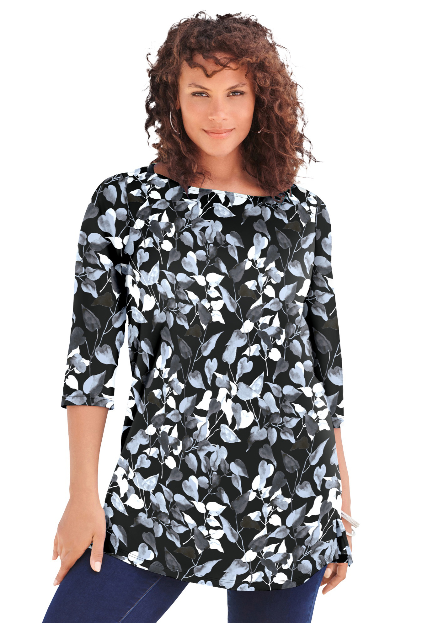 Roaman's Women's Plus Size Boatneck Ultimate Tunic With Side Slits ...