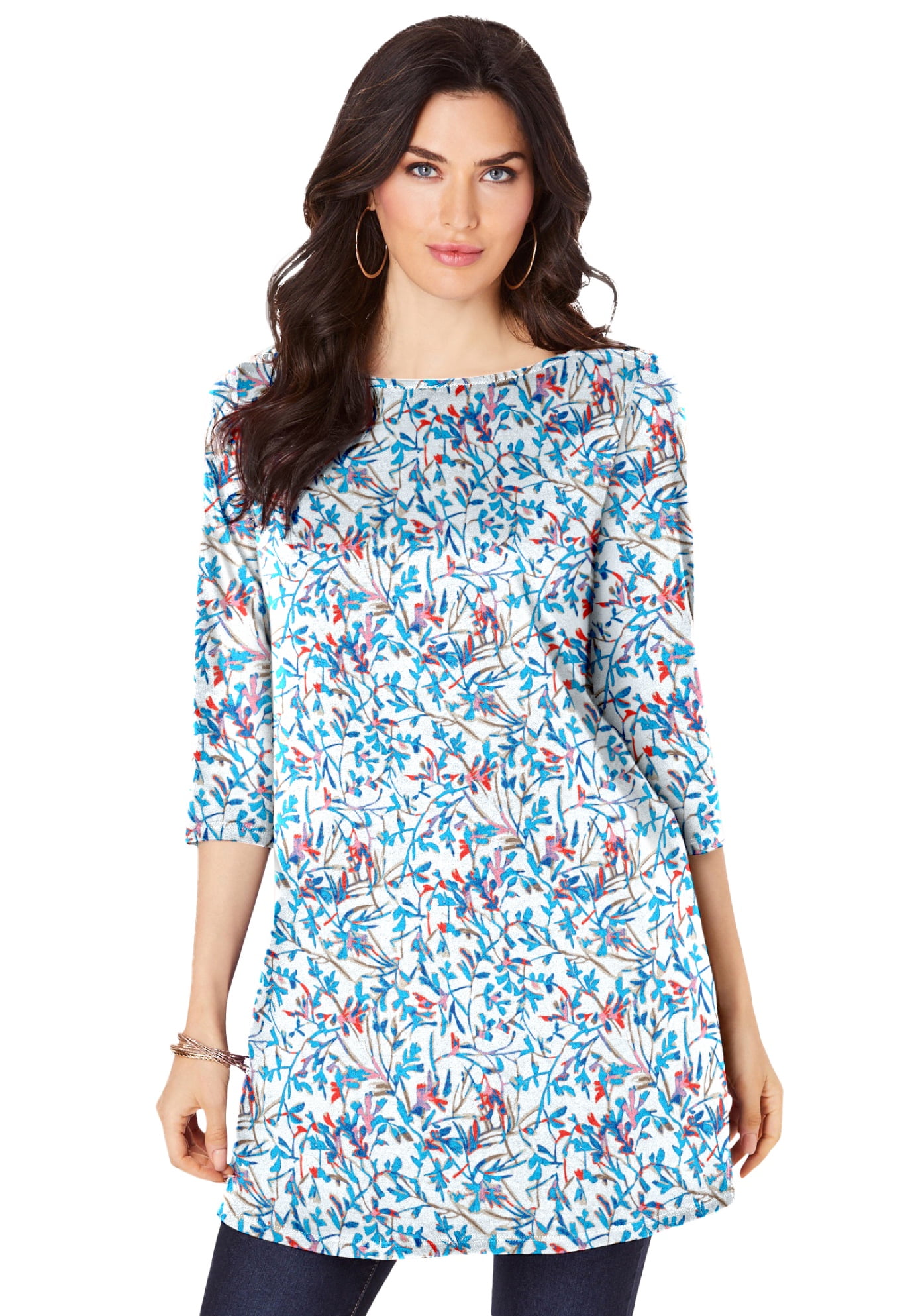 Roaman's Women's Plus Size Boatneck Ultimate Tunic With Side Slits ...