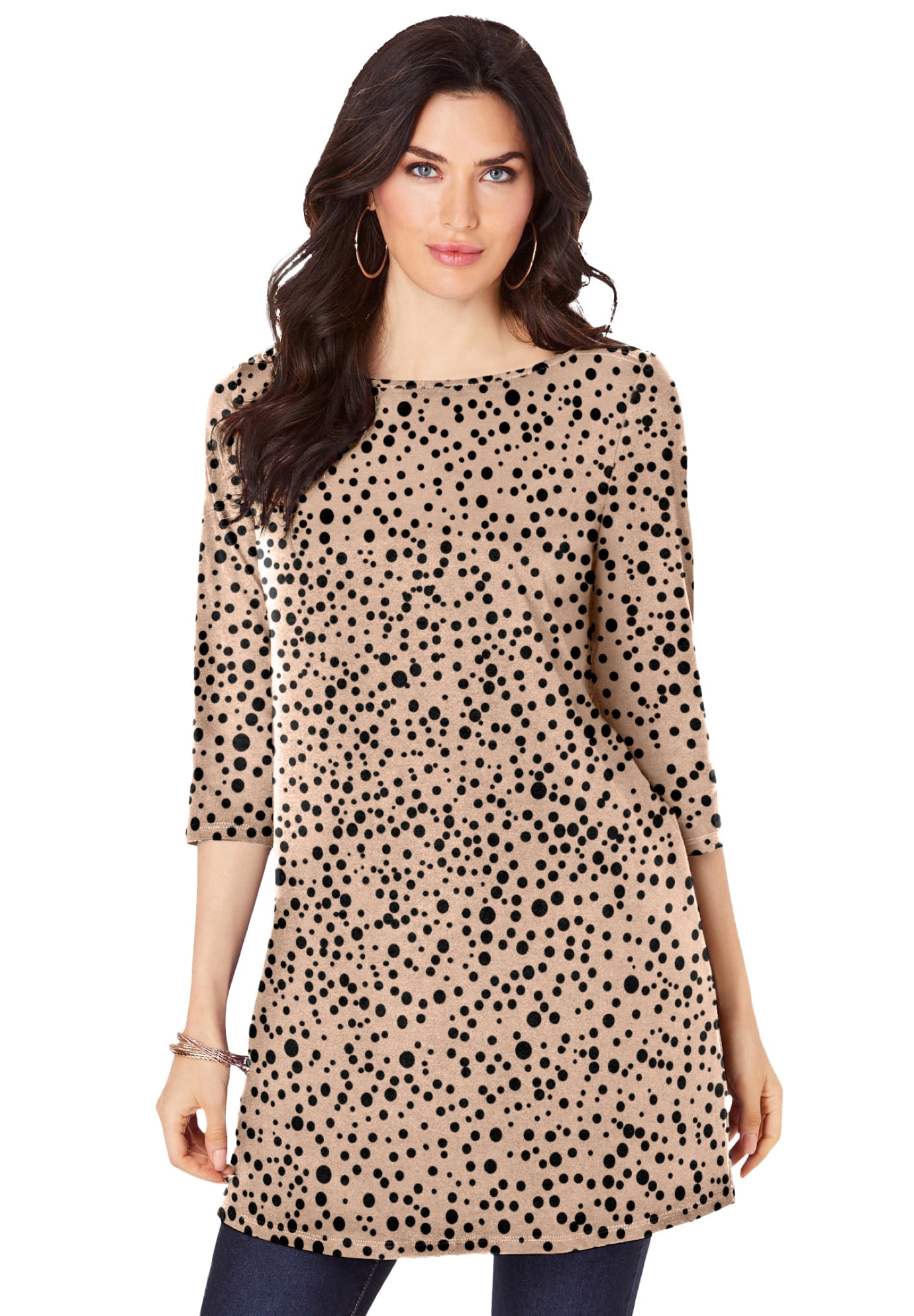 Roaman's Women's Plus Size Ultimate Boatneck Tunic With Side Slits ...