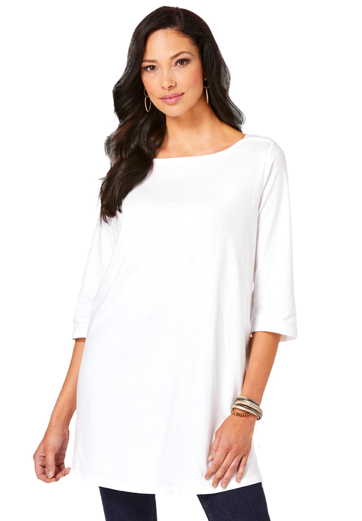 Roaman's Women's Plus Size Boatneck Ultimate Tunic With Side Slits ...