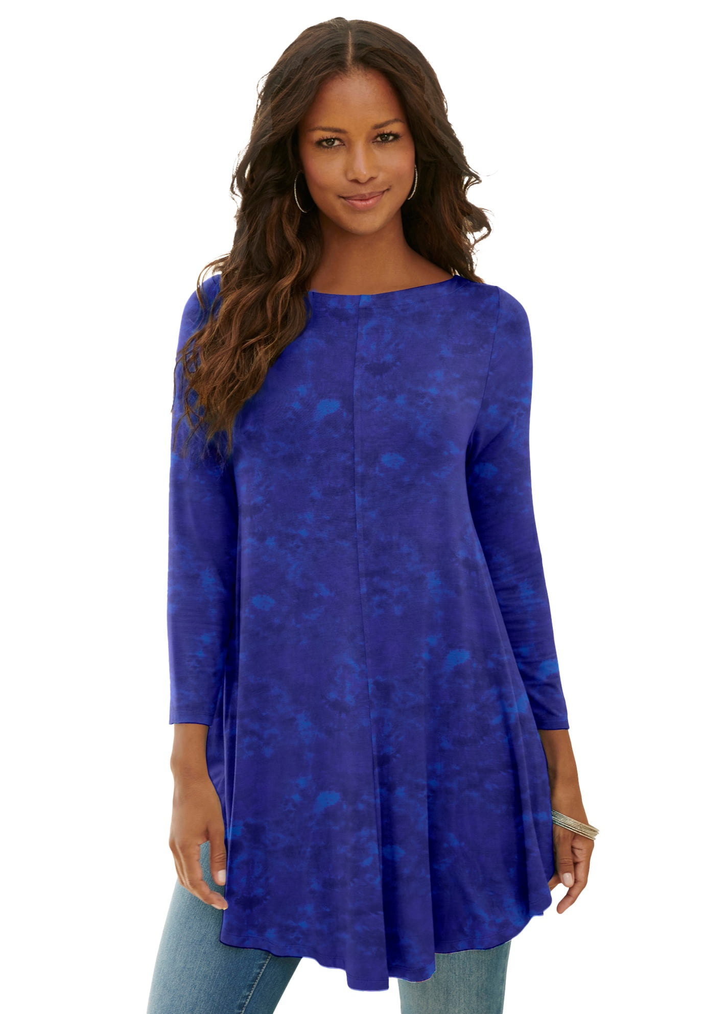 Roaman's Women's Plus Size Boatneck Swing Ultra Drape Tunic - Walmart.com