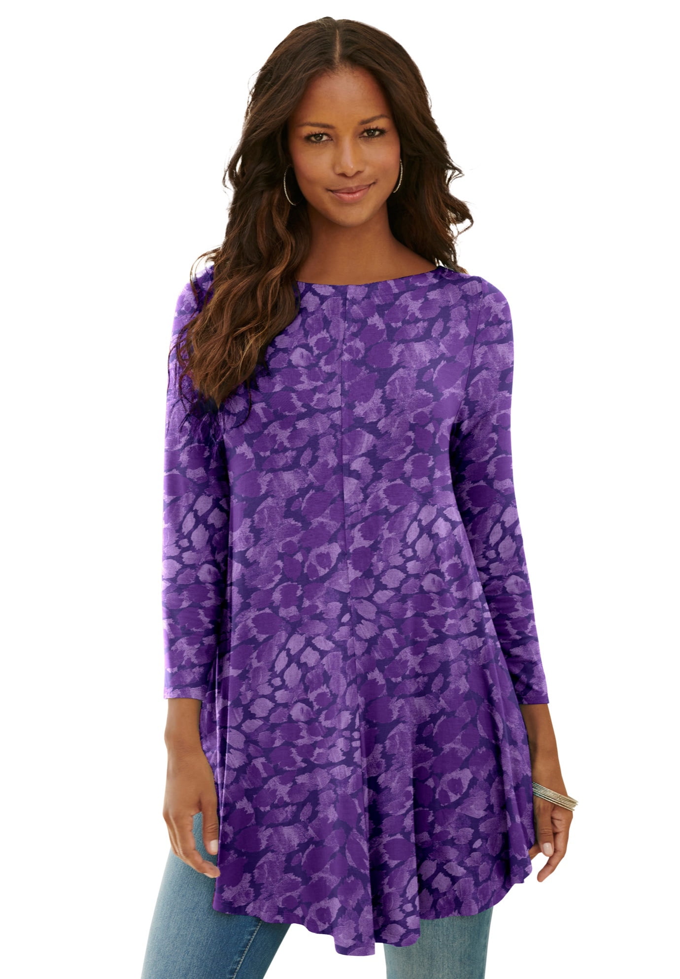 Roaman's Women's Plus Size Boatneck Ultra Drape Swing Tunic - Walmart.com