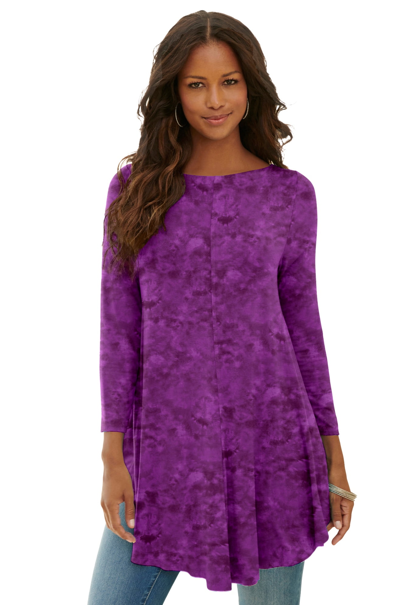 Roaman's Women's Plus Size Boatneck Ultra Drape Swing Tunic - Walmart.com