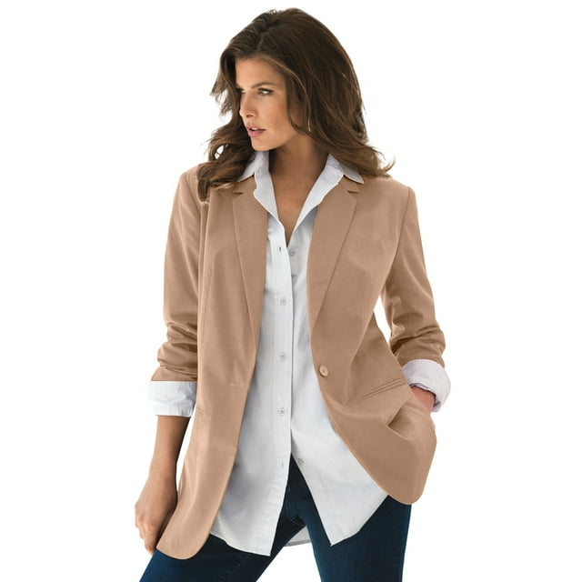 Roaman's Women's Plus Size Boyfriend Blazer - Walmart.com