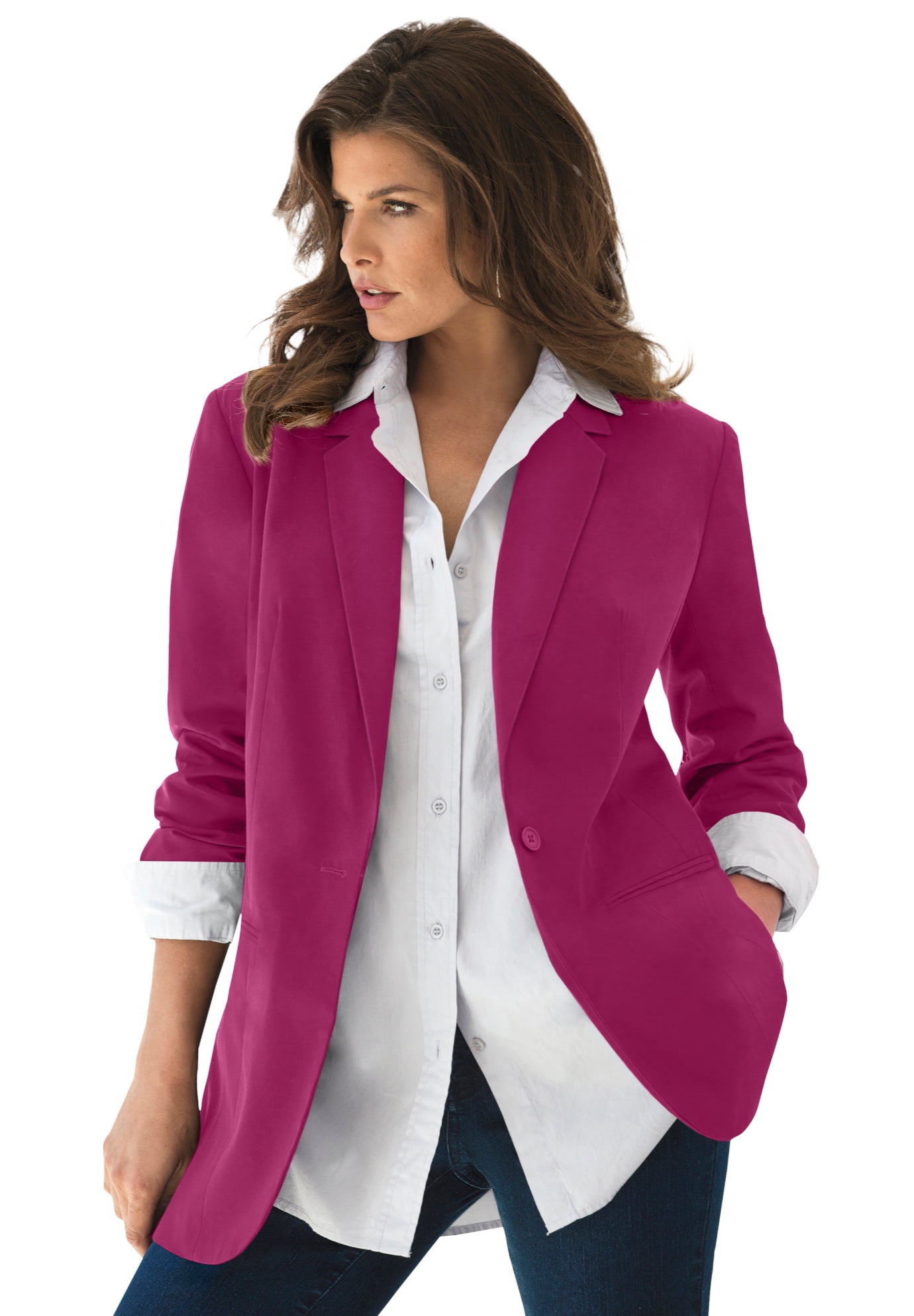 Roaman's Women's Plus Size Boyfriend Blazer - Walmart.com