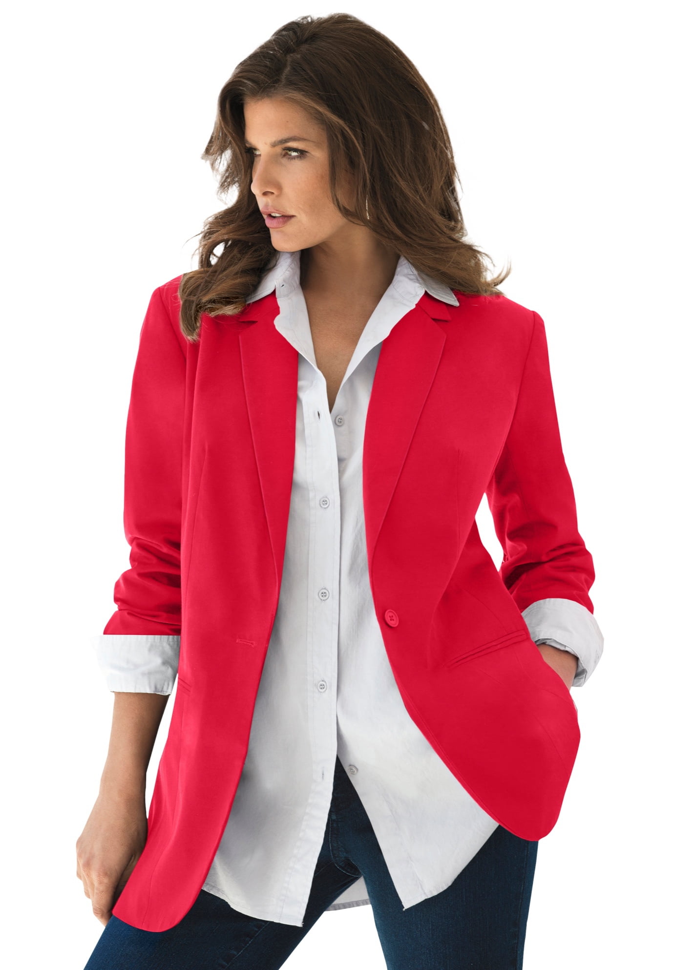 Roaman's Women's Plus Size Boyfriend Blazer - Walmart.com