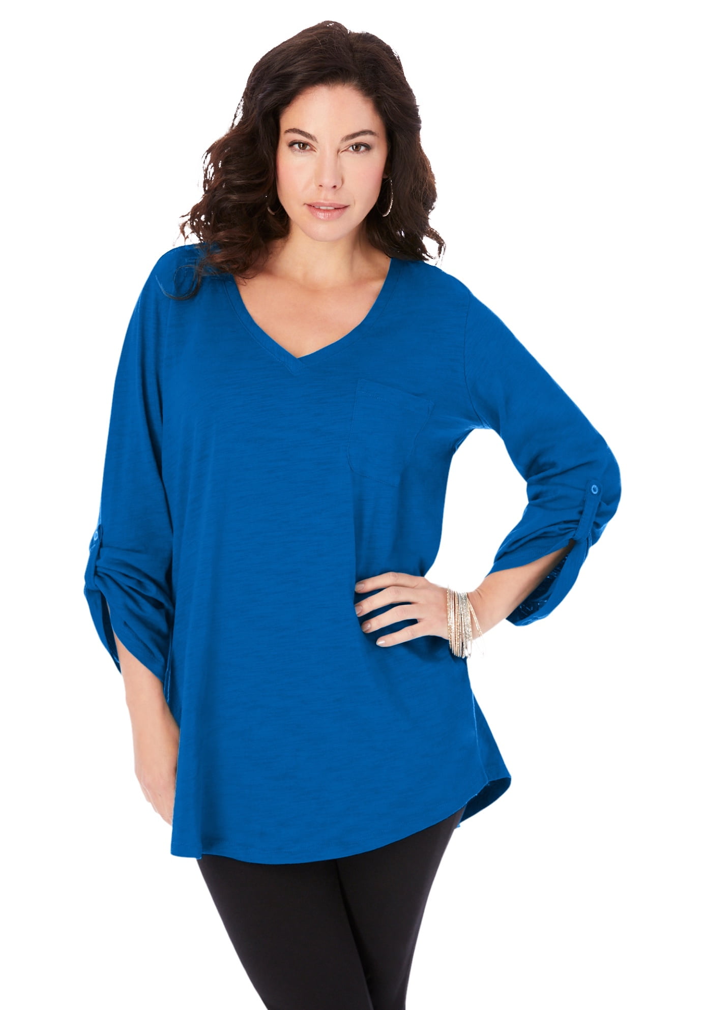 Roaman's Women's Plus Size Boyfriend Textured Tunic - Walmart.com
