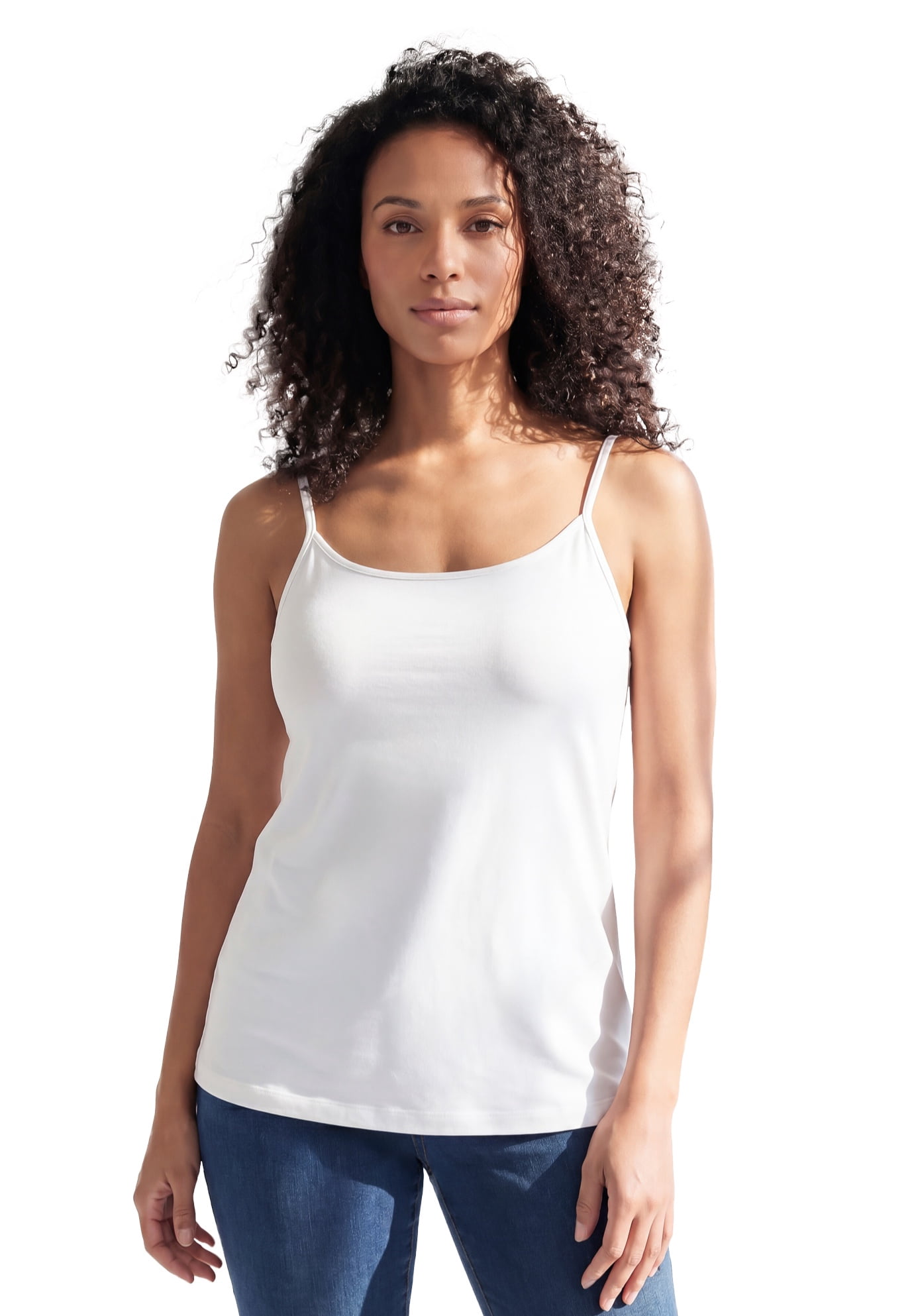 Roaman's Women's Plus Size Bra Cami, Adjustable Straps, Built-In Bra ...