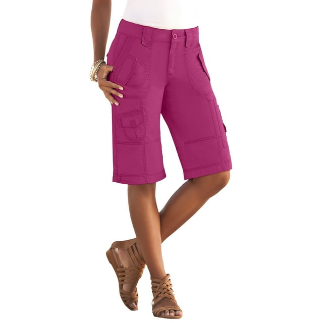 Roaman's Women's Raspberry Bermuda Cotton Stretch Plus Size Cargo ... Roaman's Women's Raspberry Bermuda Cotton Stretch Plus Size Cargo ...