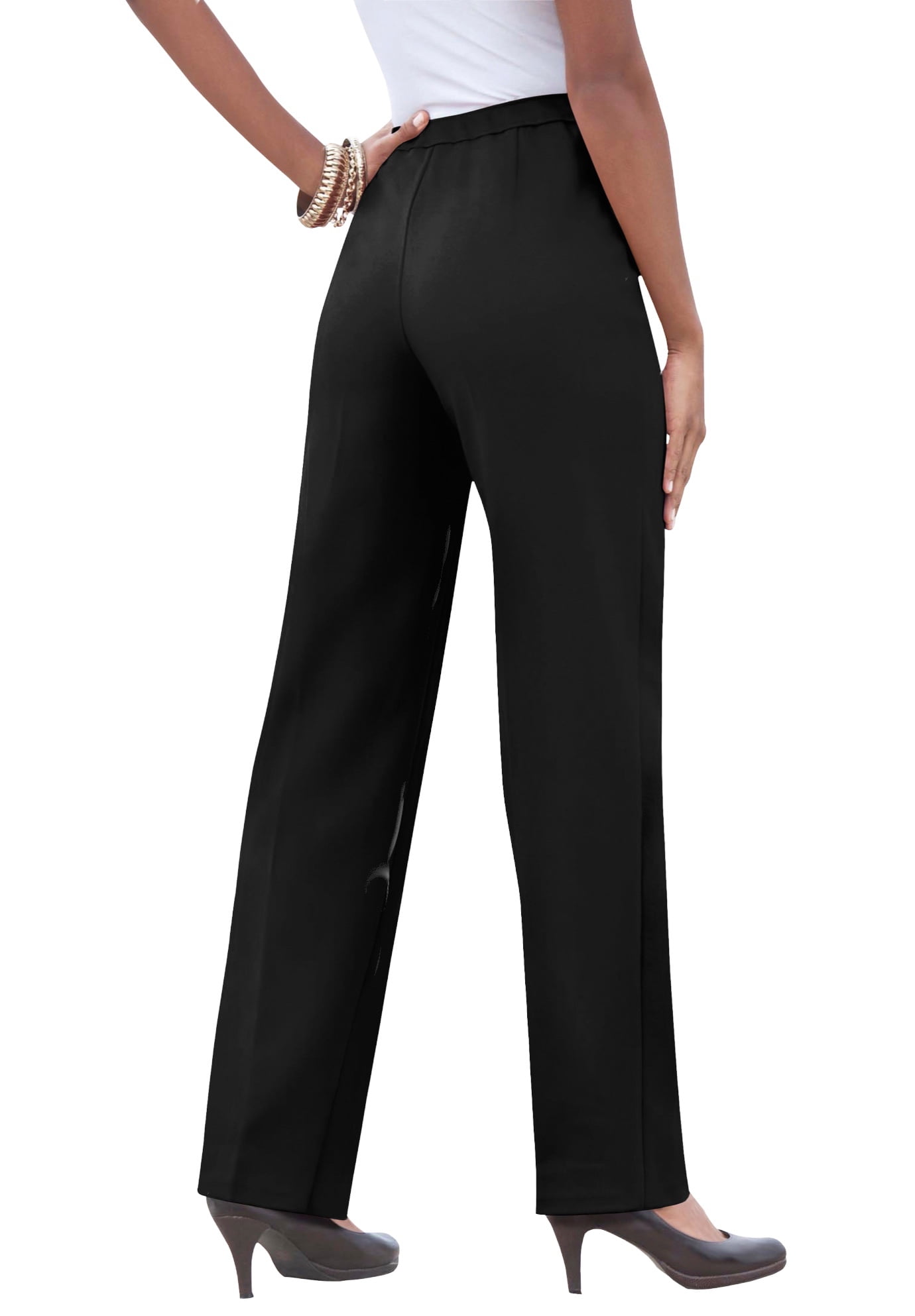 Roaman's Women's Plus Size Classic Bend Over Pant Elastic Waist Pull On ...