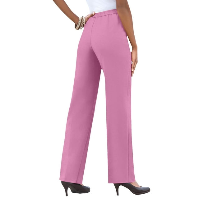 Roaman's Women's Plus Size Classic Bend Over Pant Elastic Waist Pull On ...