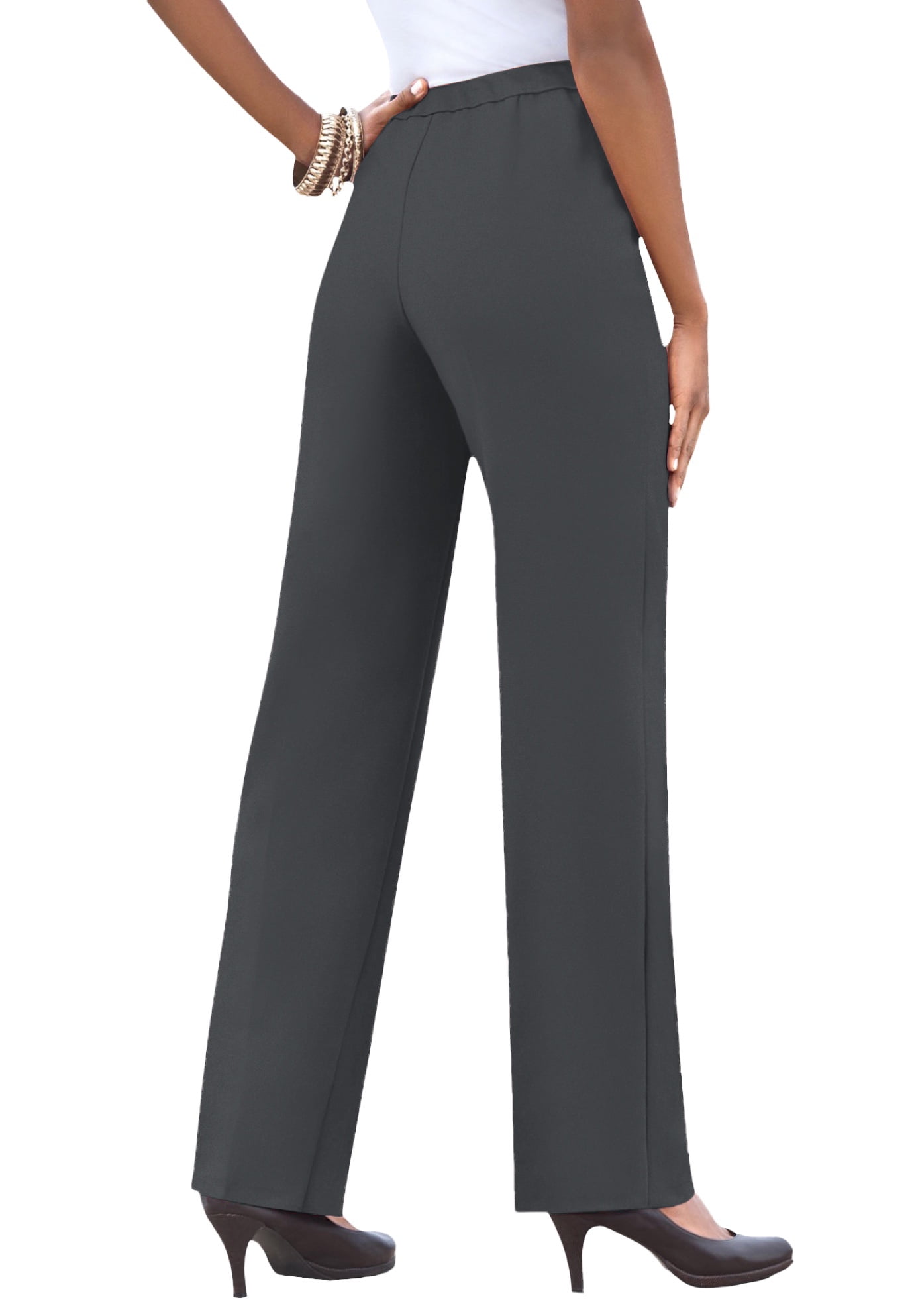 Roamans Womens Plus Size Classic Bend Over Pant Elastic Waist Pull On Dress Slacks