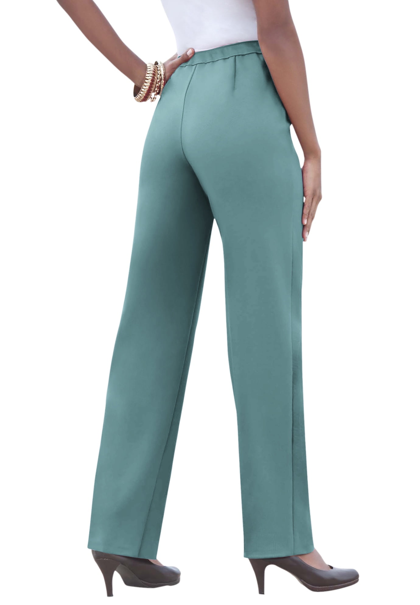 Roaman's Women's Plus Size Classic Bend Over Pant Elastic Waist Pull On ...