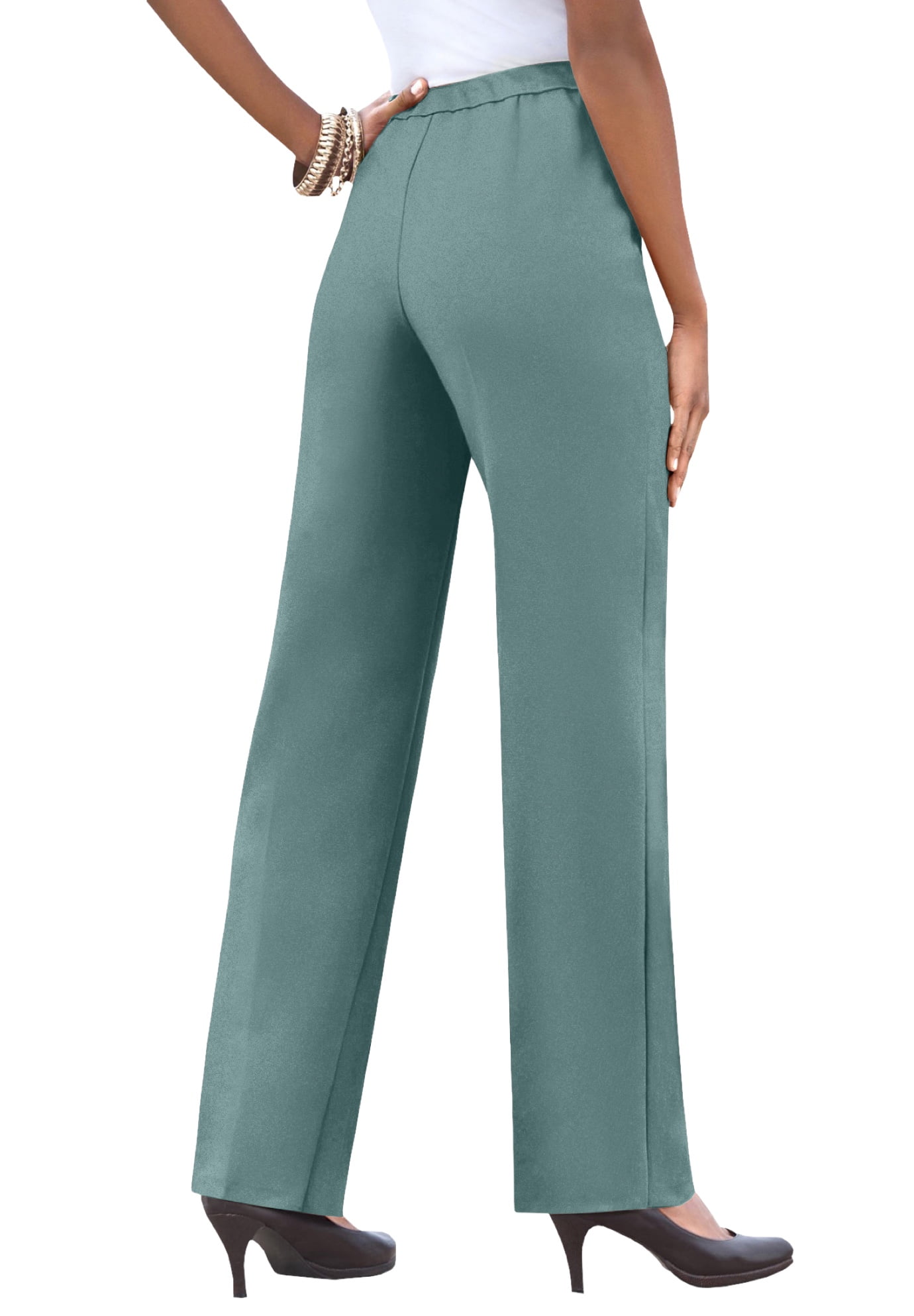 Roaman's Women's Plus Size Classic Bend Over Pant Elastic Waist Pull On ...