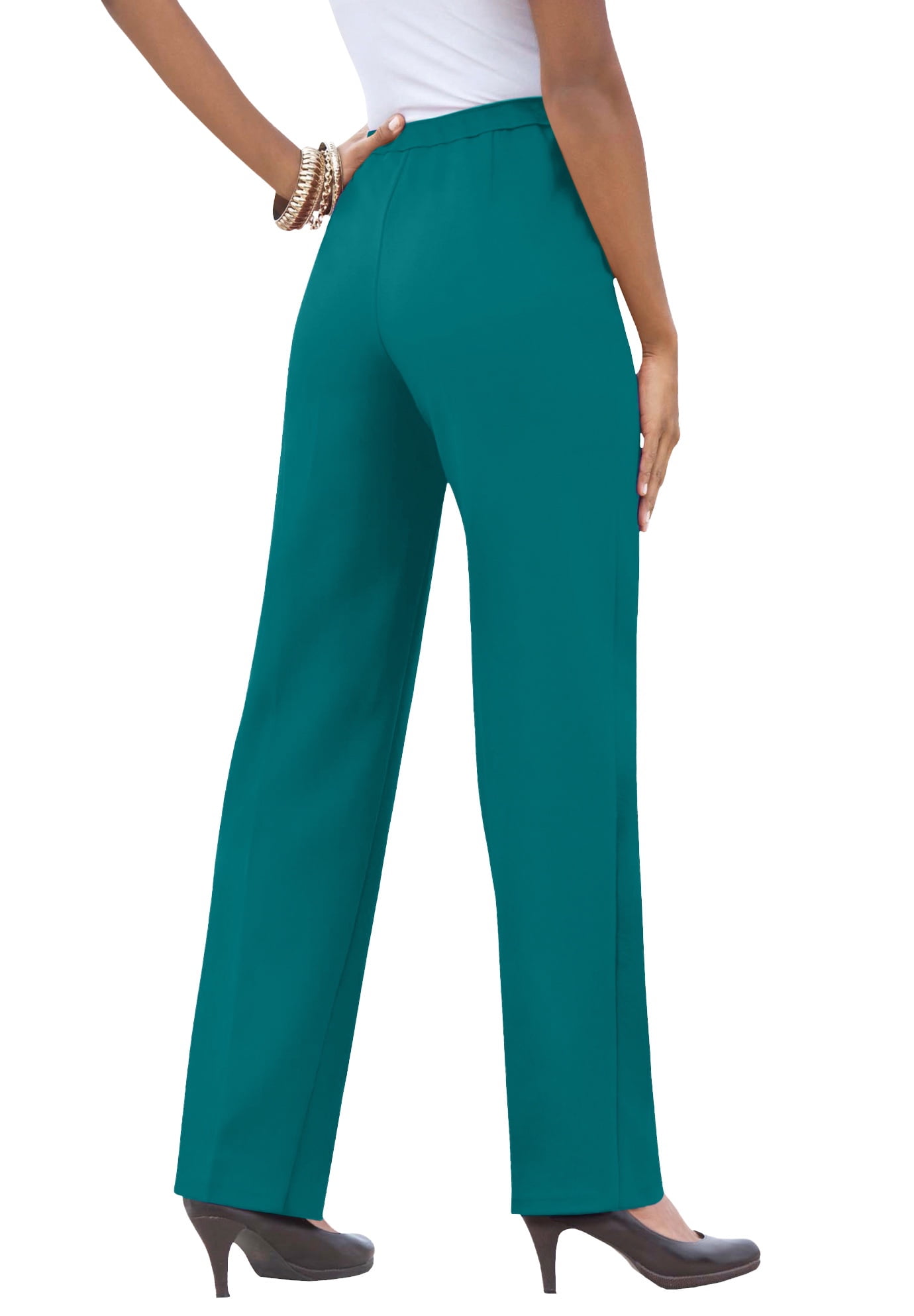 Roaman's Women's Plus Size Classic Bend Over Pant Elastic Waist Pull On ...