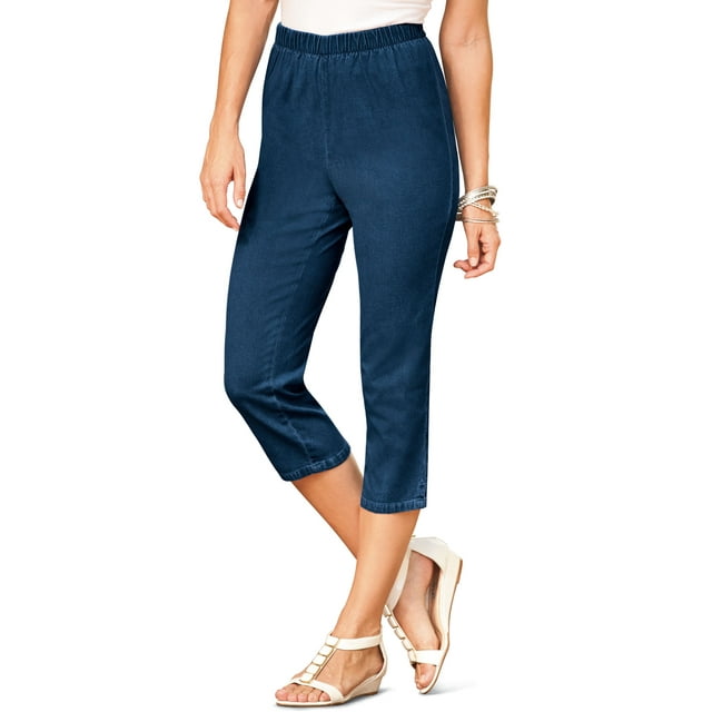 Roaman's Women's Plus Size Comfort Stretch Capri Jean - Walmart.com