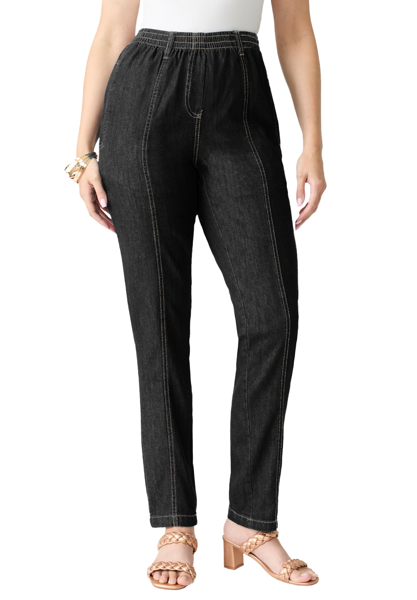 Roaman's Women's Plus Size Easy-Wear Straight Leg Jean - Walmart.com