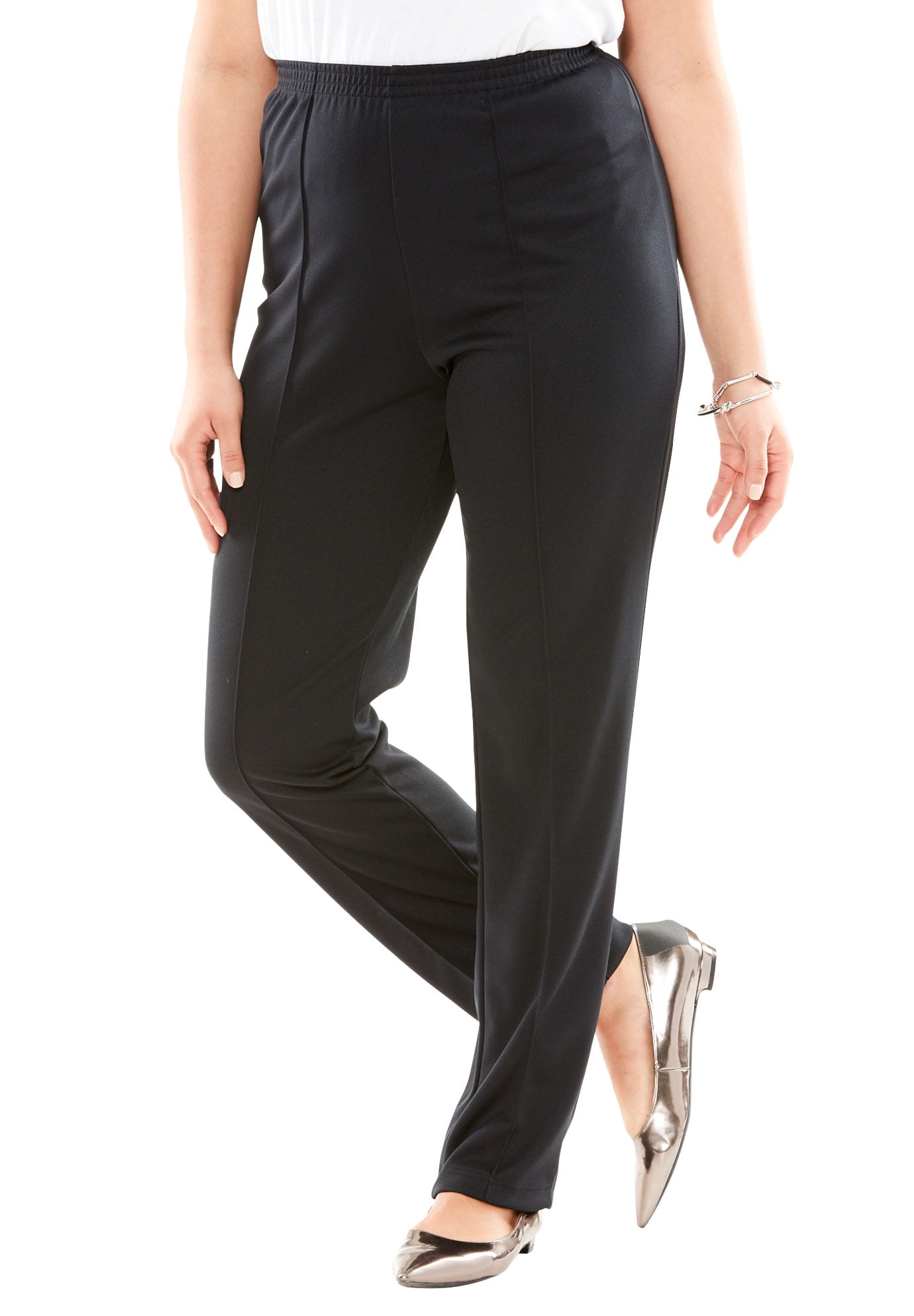 Roaman's Women's Plus Size Crease Front Knit Pant - Walmart.com