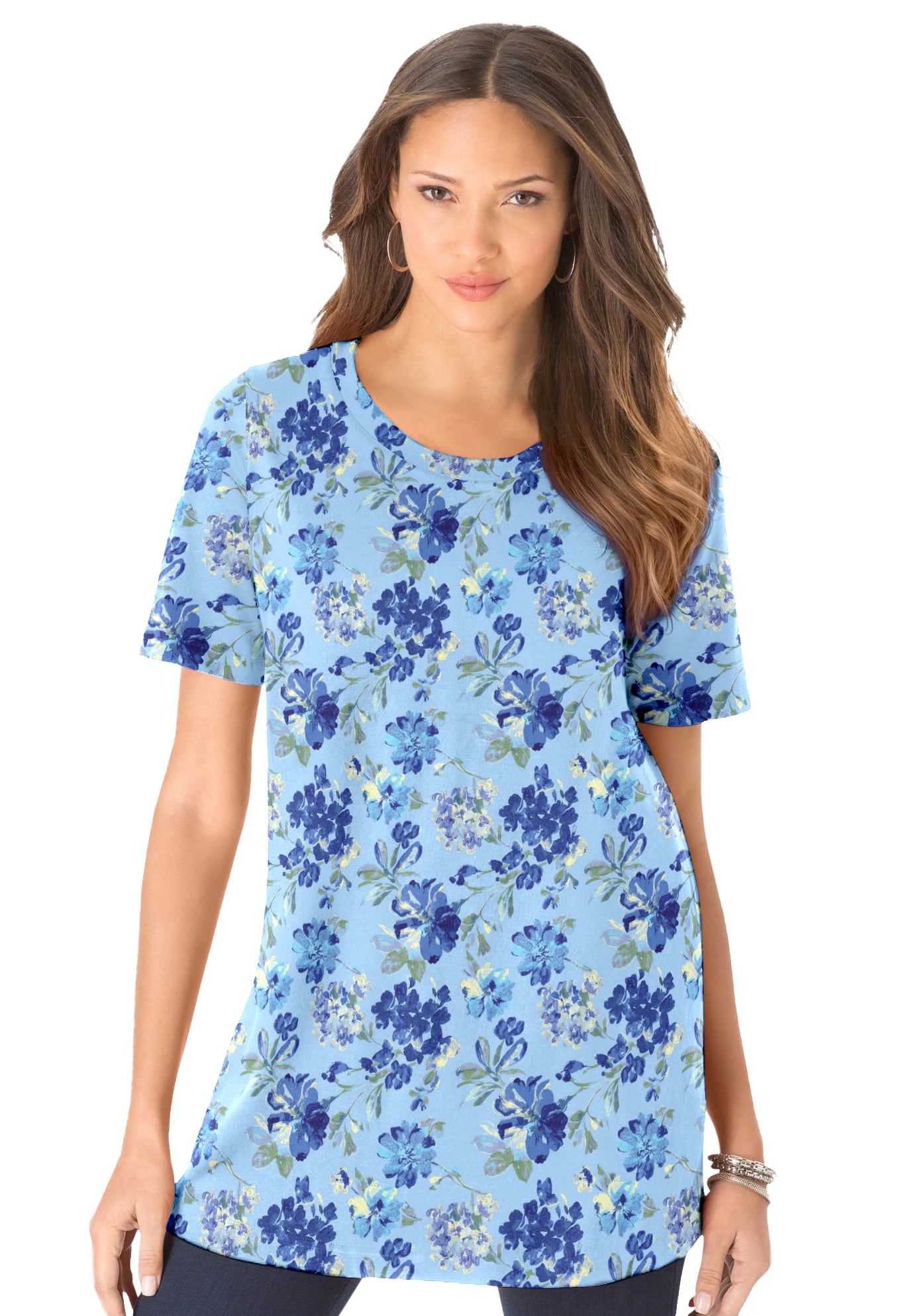 Roaman's Women's Plus Size Cotton Ultimate Crewneck Tee - Walmart.com