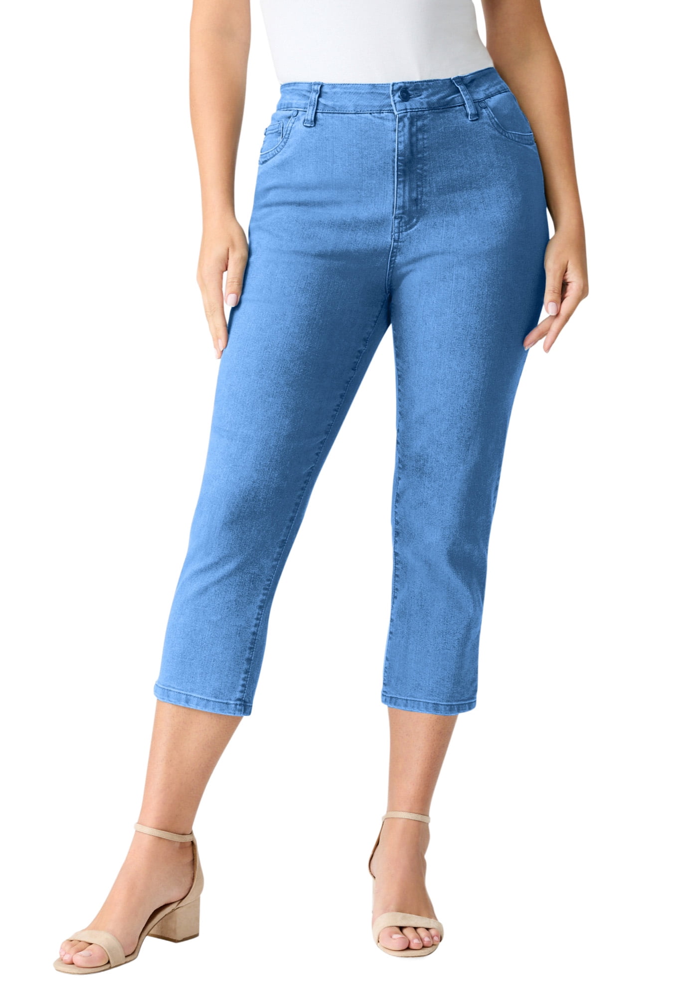 Roaman's Women's Plus Size 24/7 Stretch Capri Jean - Walmart.com